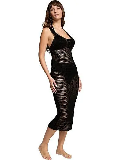 Victoria's Secret Swim Beachwear Crochet Midi Dress - Black