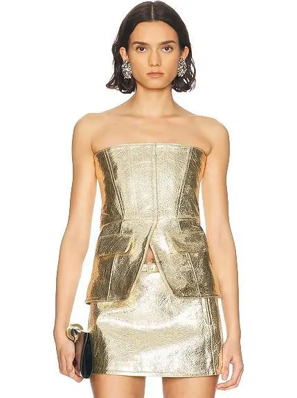 Retrofete Annie Leather Top - Gold
