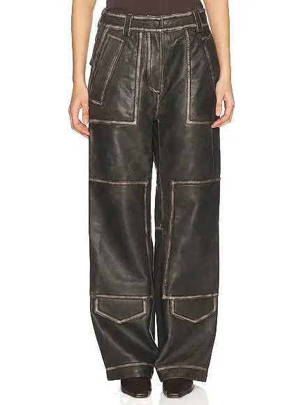 Saks Potts Clive Leather Pant - Destroyed Black