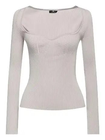 Elisabetta Franchi Knitted Lightweight Knit Sweater - Light Grey