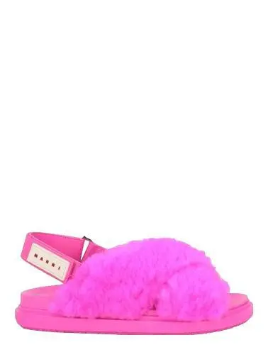 Marni Slingback Shearling Sandals - Fuchsia