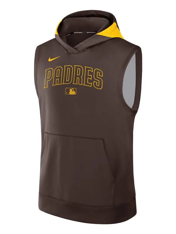 Nike San Diego Padres Authentic Collection Dri-fit Mlb Sleeveless Pullover Hoodie - Brown
