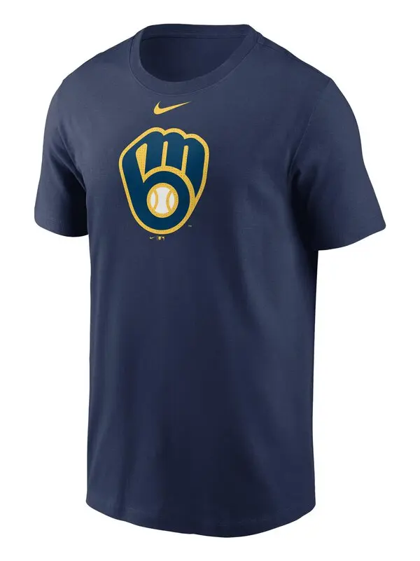 Nike Milwaukee Brewers Fuse Large Logo Mlb T-shirt - Blue