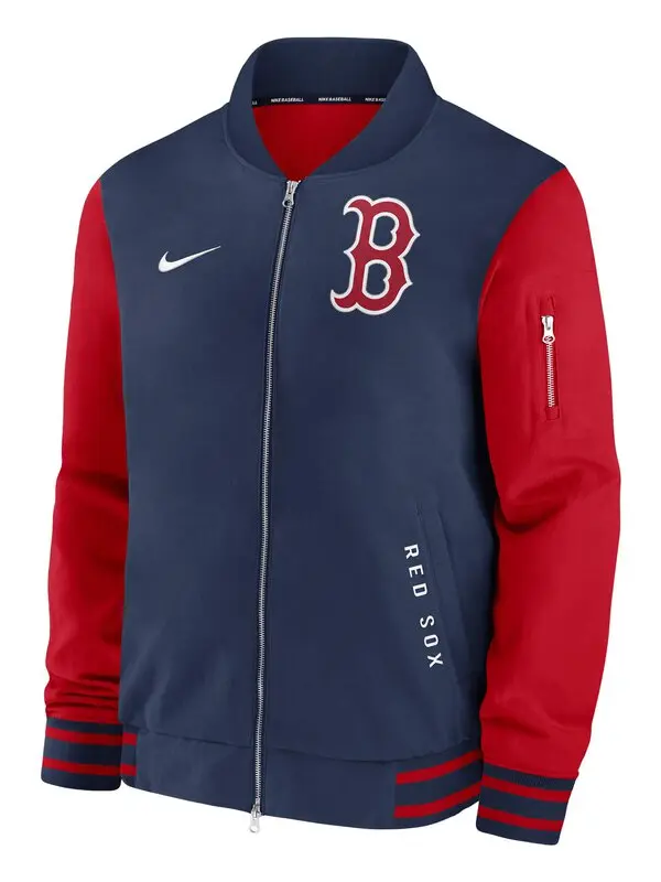 Nike Boston Red Sox Authentic Collection Dugout Mlb Full-zip Bomber Jacket - Blue