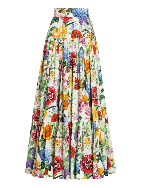 Dolce & Gabbana Floral-print Maxi Skirt - White