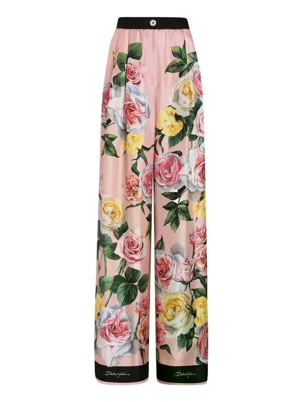Dolce & Gabbana Floral-print Trousers - Pink
