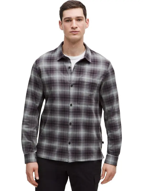 Lululemon Brushed Woven Overshirt - Fusion Plaid Black Silver Drop