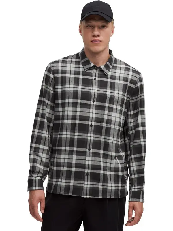 Lululemon Brushed Woven Overshirt - Prospect Plaid Super Dark Misty Grey