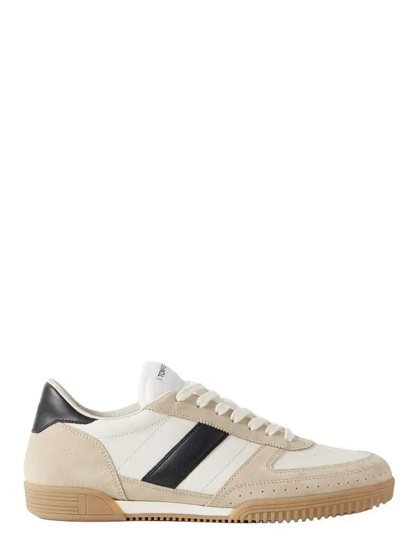 TOM FORD Terence Leather And Suede Sneakers - Neutrals