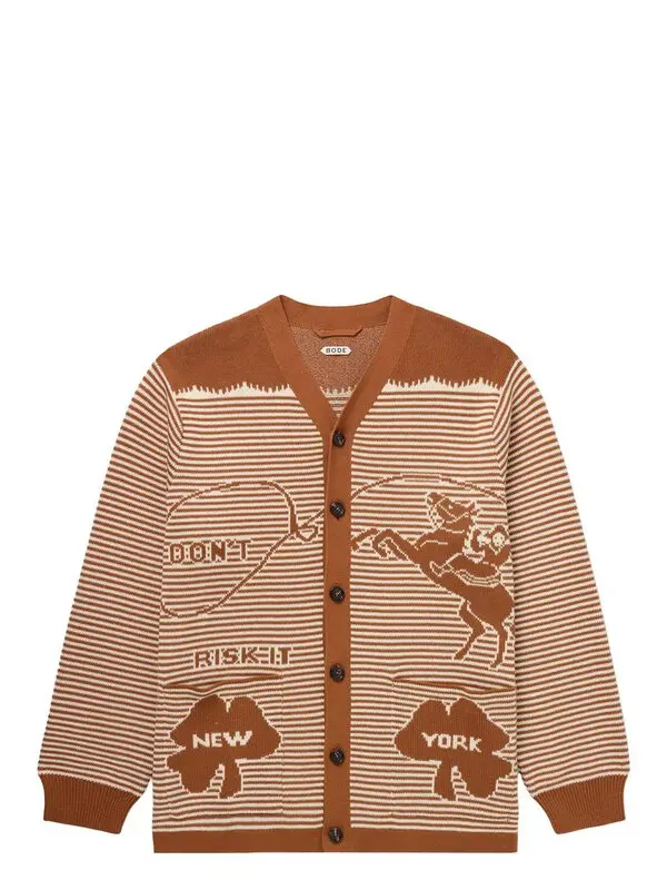 BODE Buckaroo Cotton-jacquard Cardigan - Brown