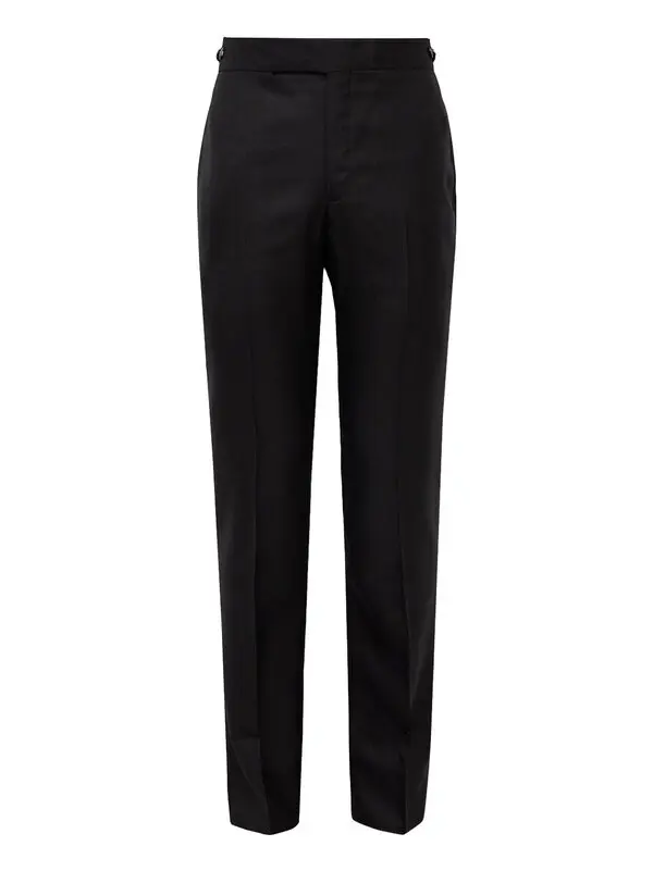 Gabriela Hearst Sebastian Slim-fit Straight-leg Wool, Silk And Linen-blend Twill Trousers - Black