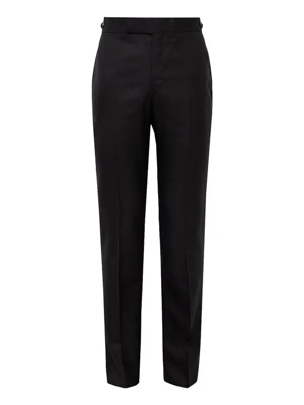 Gabriela Hearst Sebastian Slim-fit Straight-leg Wool, Silk And Linen-blend Twill Trousers - Black