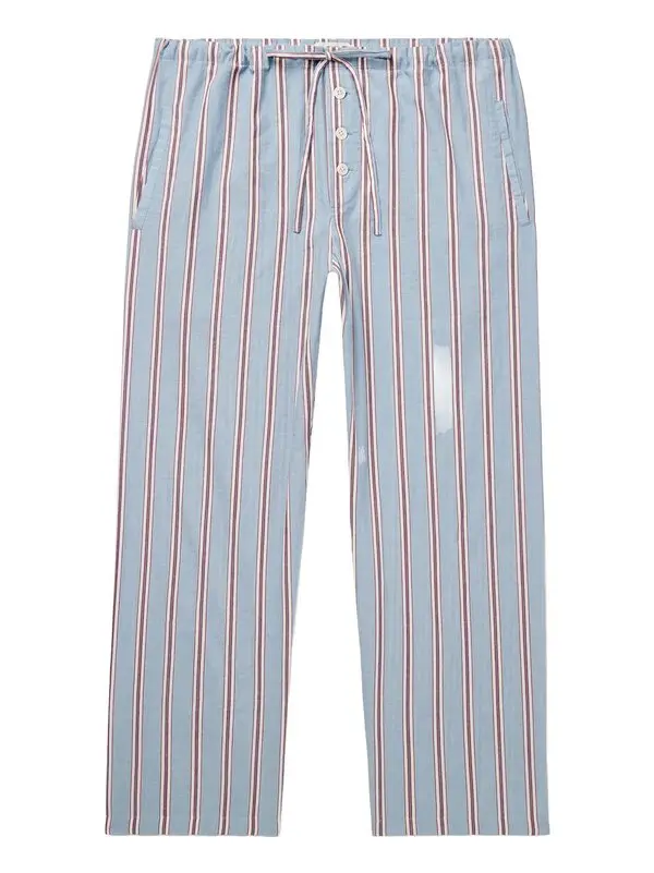 BODE Striped Cotton-voile Trousers - Blue