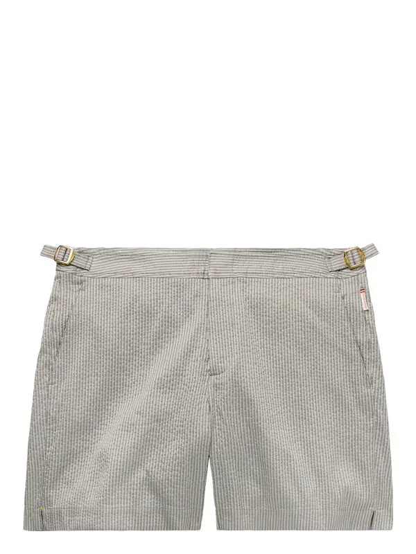 Orlebar Brown Bulldog Straight-leg Mid-length Striped Seersucker Swim Shorts - Gray