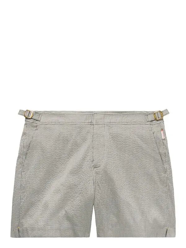 Orlebar Brown Bulldog Straight-leg Mid-length Striped Seersucker Swim Shorts - Gray