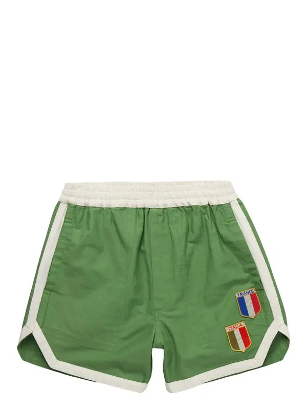 BODE Straight-leg Appliquéd Cotton-twill Shorts - Green