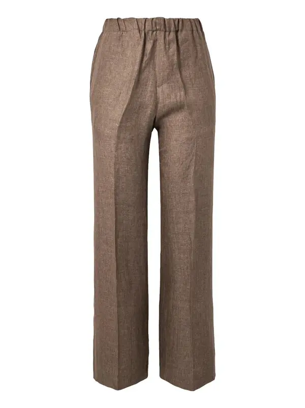 PIACENZA CASHMERE 1733 Straight-leg Linen Trousers - Brown