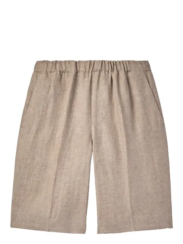 PIACENZA CASHMERE 1733 Straight-leg Herringbone Linen Shorts - Neutrals