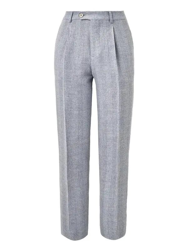 Brunello Cucinelli Straight-leg Pleated Suit Trousers - Blue