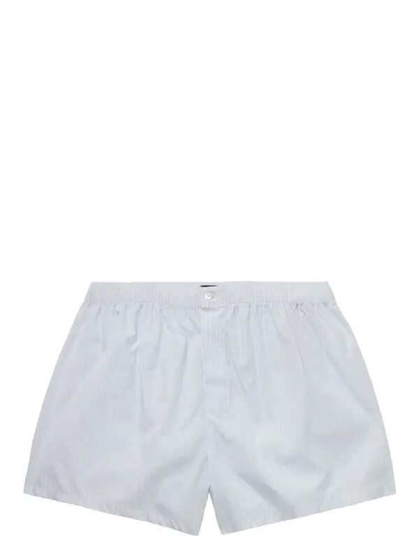 Zegna Striped Cotton-poplin Boxer Shorts - Blue