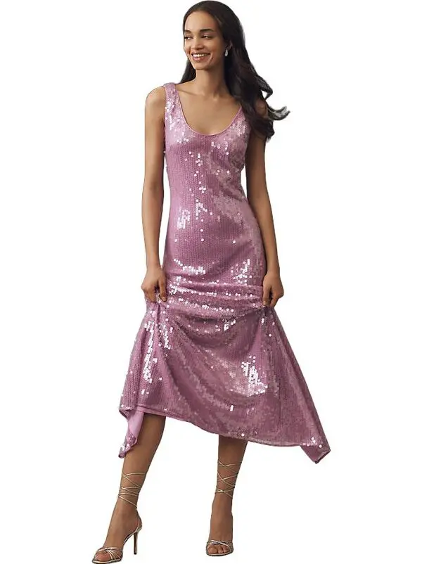 HUTCH Sleeveless Sequin Column Maxi Dress - Bright Orchid