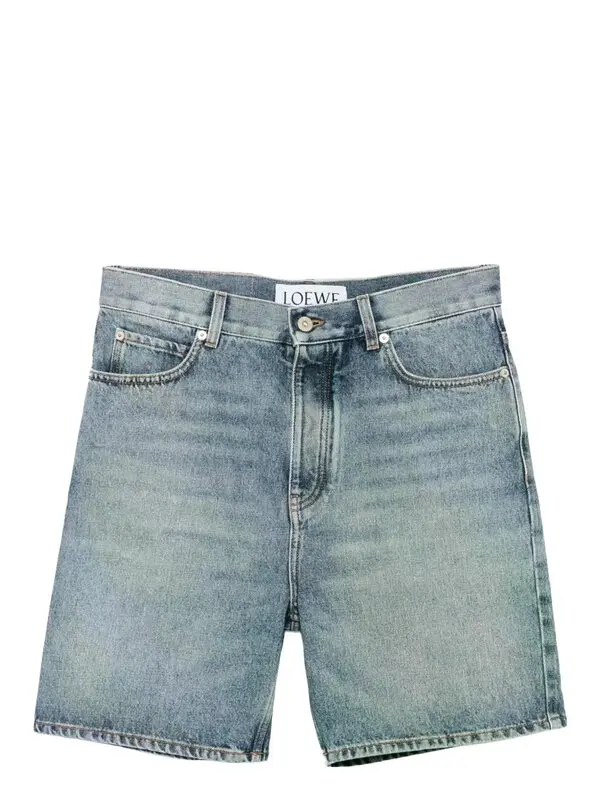 Loewe Logo-patch Denim Shorts - Blue