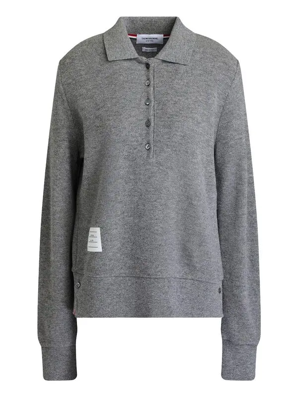 Thom Browne Cashmere Piqué Polo Sweater - Light Gray
