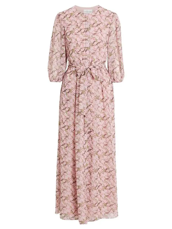 MIKAEL AGHAL Floral-print Chiffon Maxi Dress - Baby Pink