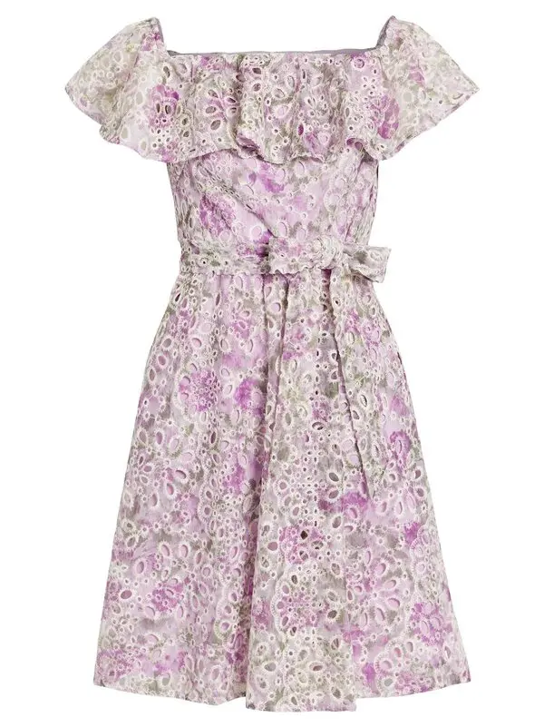 MIKAEL AGHAL Floral Broderie Anglaise Dress - Lilac