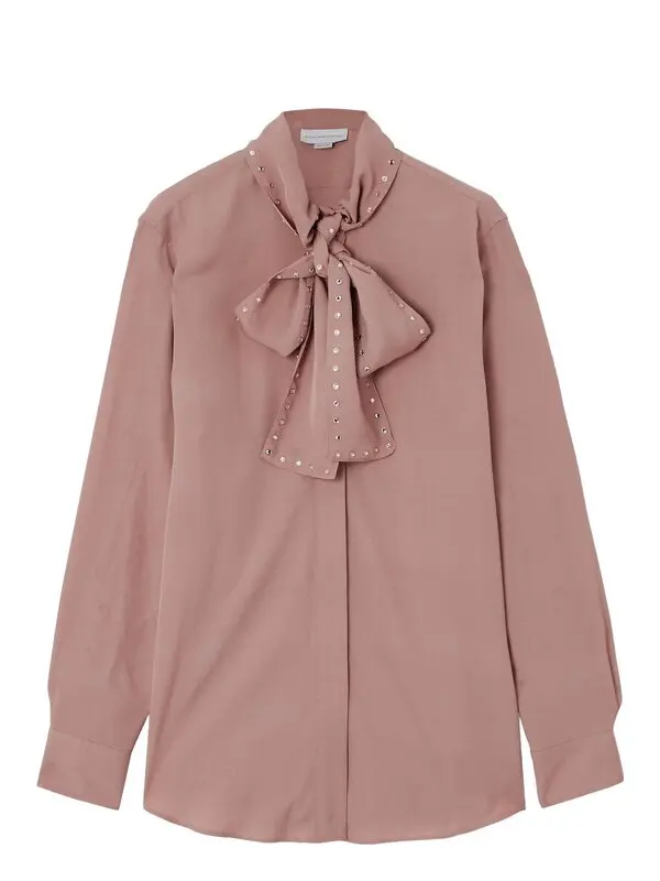 Stella McCartney Pussy-bow Crystal-embellished Crepe Blouse - Pink
