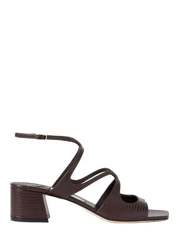 JIMMY CHOO Azilia 45 Lizard-effect Leather Sandals - Brown