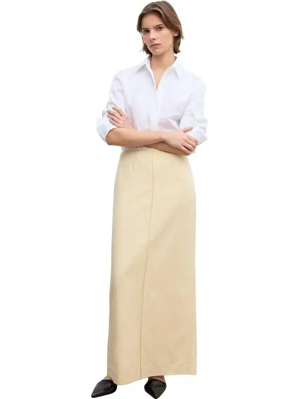 HOUSE OF DAGMAR Long Pencil Skirt - Light Sand Beige