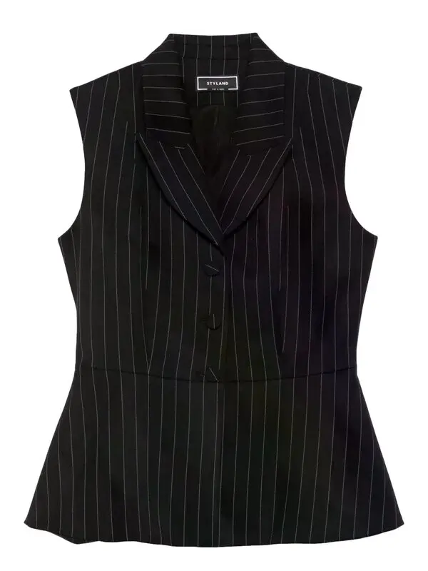 STYLAND Pinstriped Waistcoat - Black