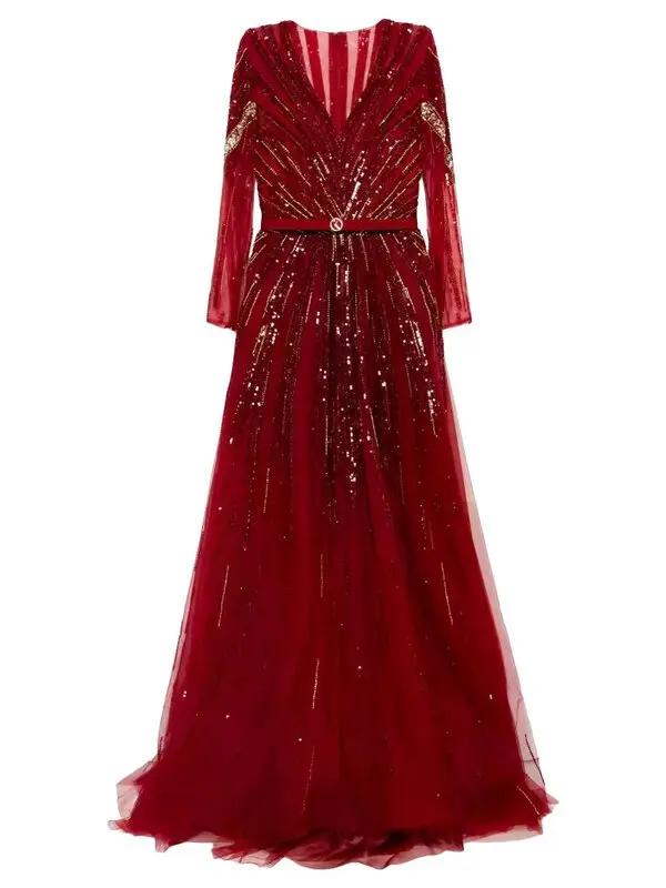SAIID KOBEISY Embroidered Gown - Red