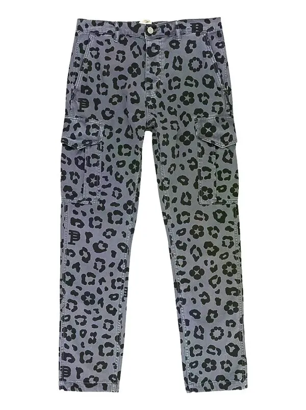 PURPLE BRAND Leopard-print Cargo Trousers - Grey