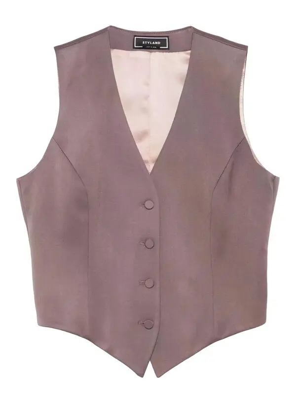 STYLAND Twill Waistcoat - Brown