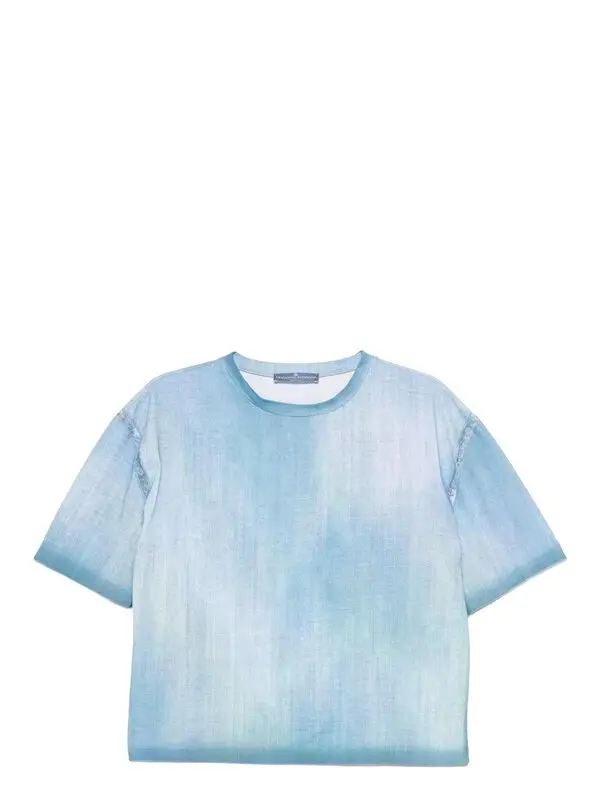 Ermanno Scervino Denim-print T-shirt - Blue