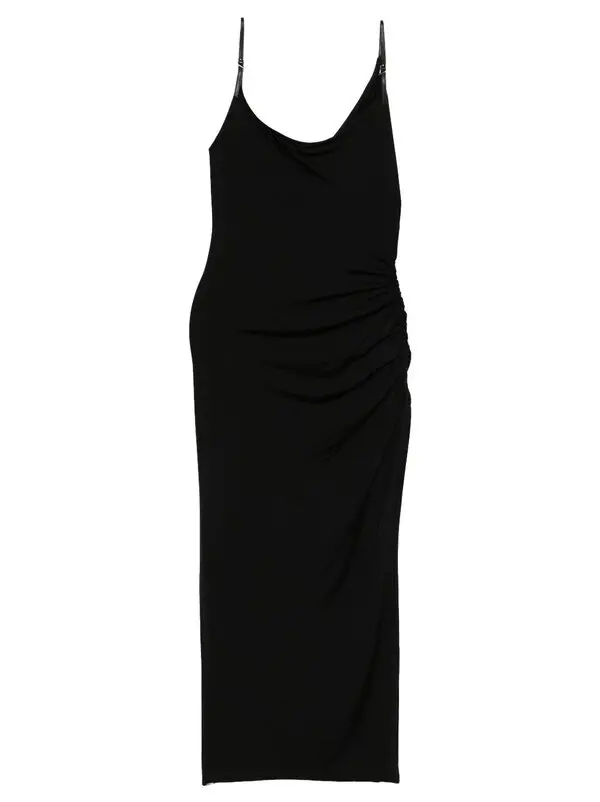 MUGLER Asymmetric Neck Maxi Dress - Black