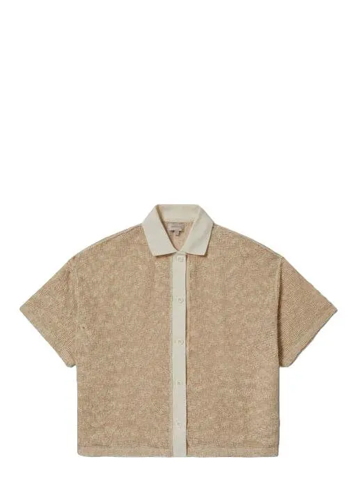 Brixton Mesh Camp Shirt - Off White