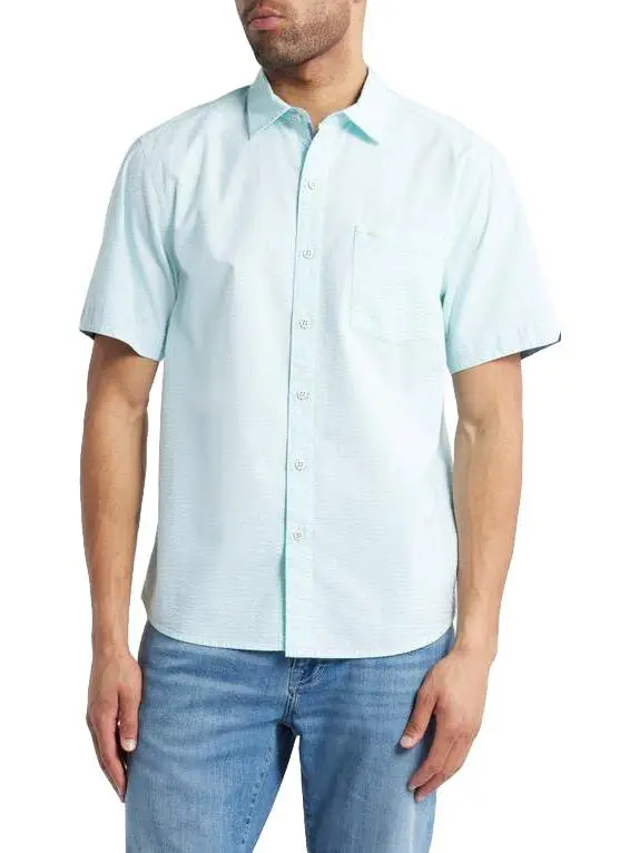 Tommy Bahama Nova Wave Short Sleeve Seersucker Button-up Shirt - Aquarius
