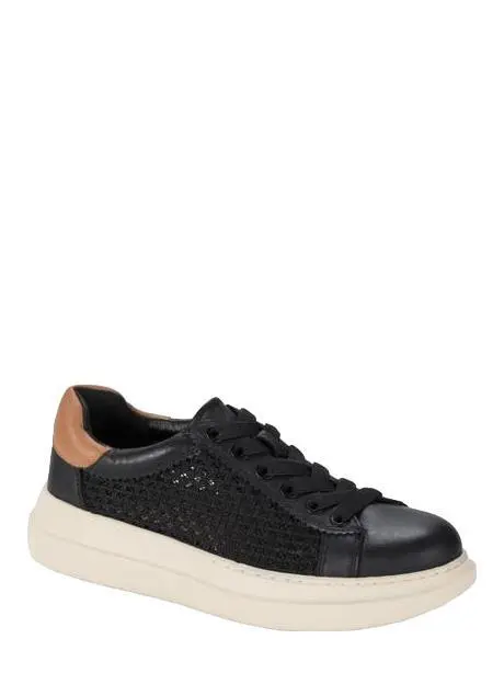 BARETRAPS Tiara Perforated Wedge Sneakers - Black Leather