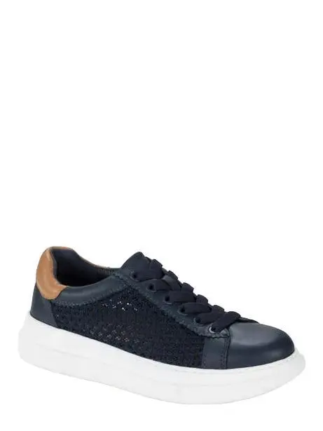 BARETRAPS Tiara Perforated Wedge Sneakers - Navy Leather