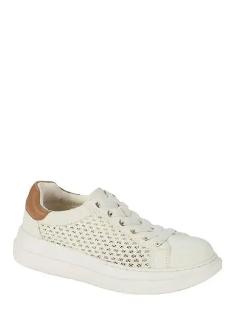 BARETRAPS Tiara Perforated Wedge Sneakers - Off White Leather
