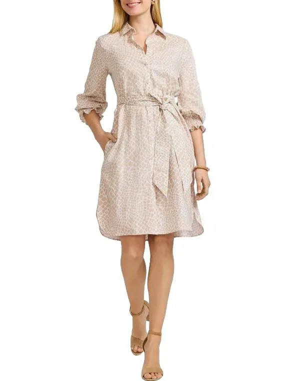 Foxcroft Abby Belted Linen Blend Shirtdress - Flax White
