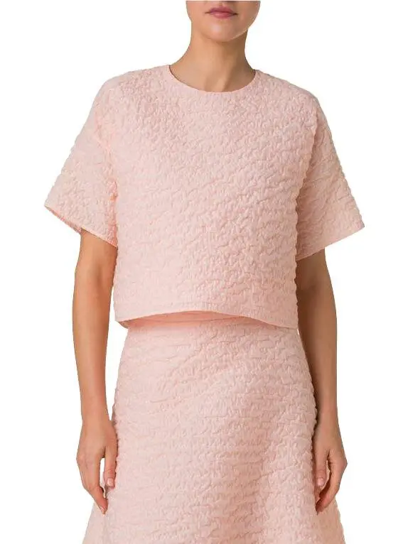 Akris Techno Organza Boxy Top - Peach