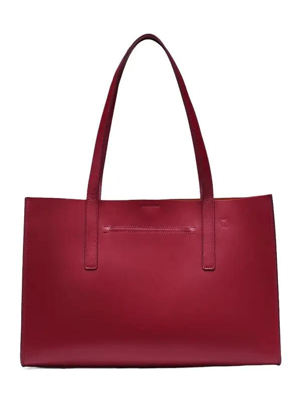 HYER GOODS Luxe Doubleface Leather Laptop Tote Bag - Burgundy