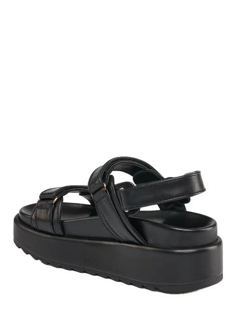 J/SLIDES NYC Sophie Platform Sandals With Adjustable Straps And Gold Tone Hardware - Black