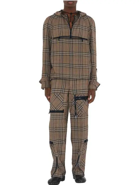 Burberry Check Silk Blend Cargo Trousers - Brush