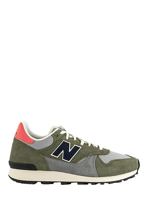 NEW BALANCE 475 Branded Suede And Mesh Low-top Trainers - Dark Olive