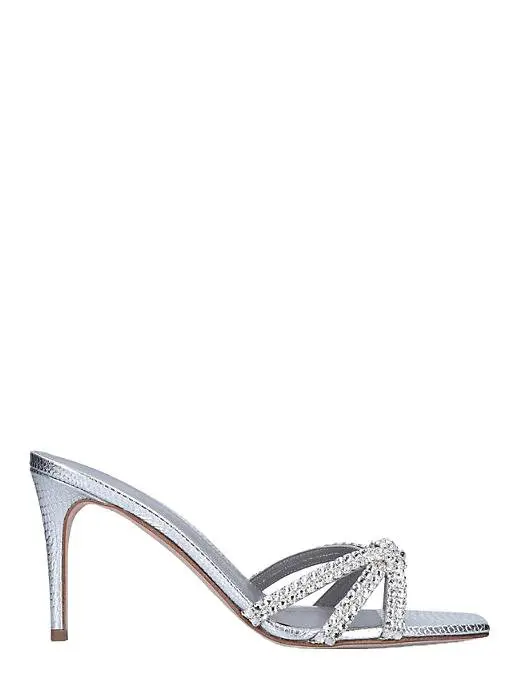 GINA Nocturn Crystal-embellished Leather Sandals - Silver